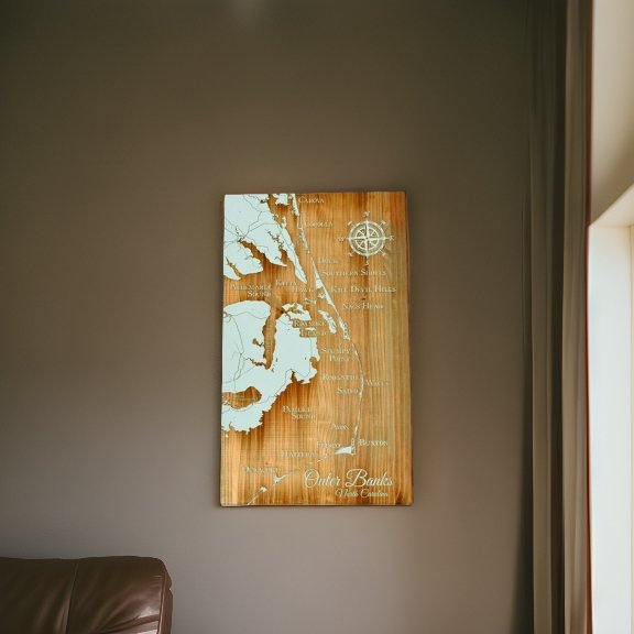 Wood OBX Map - Outer Banks North Carolina - Eclectic Treasures ...