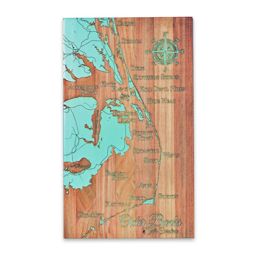 Outer Banks, NC Map - Teal - Eclectic Treasures – Eclectic Treasures
