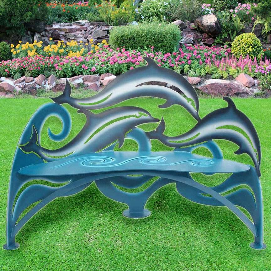 Dolphin Bench Blue and White - Eclectic Treasures – Eclectic Treasures